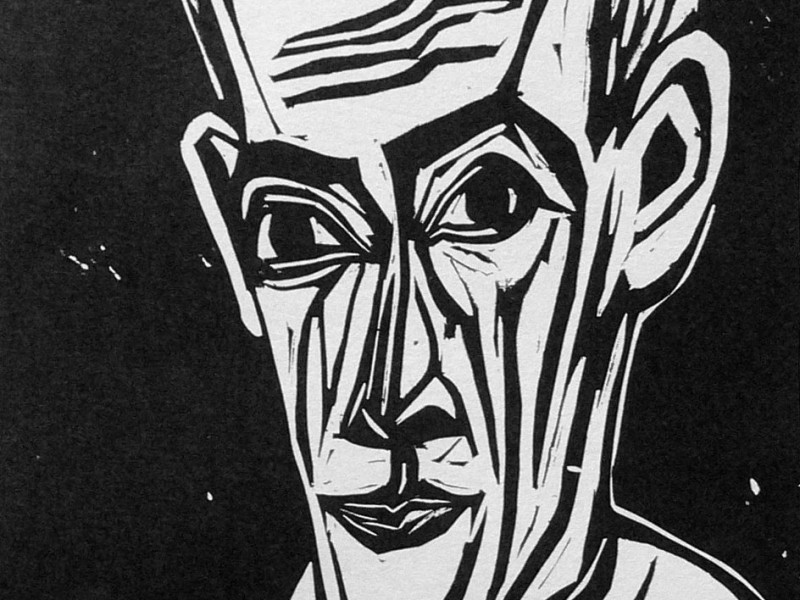 Hermann Scherer - Portait of a Man Holding a Pen - Woodcut - Village ...