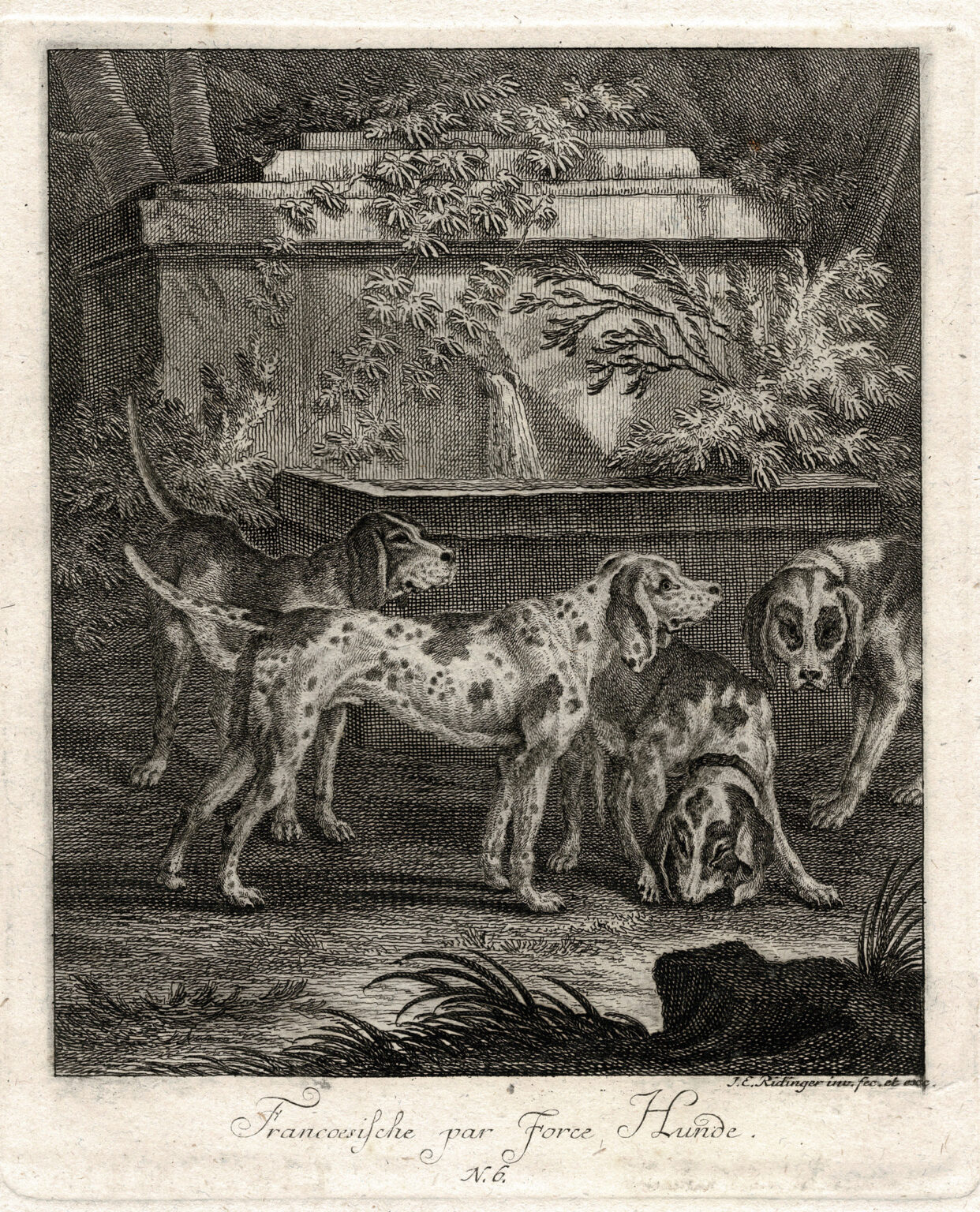 Ridinger - Hound Dogs - Francosiche Par Force Hunde - Village Antiques