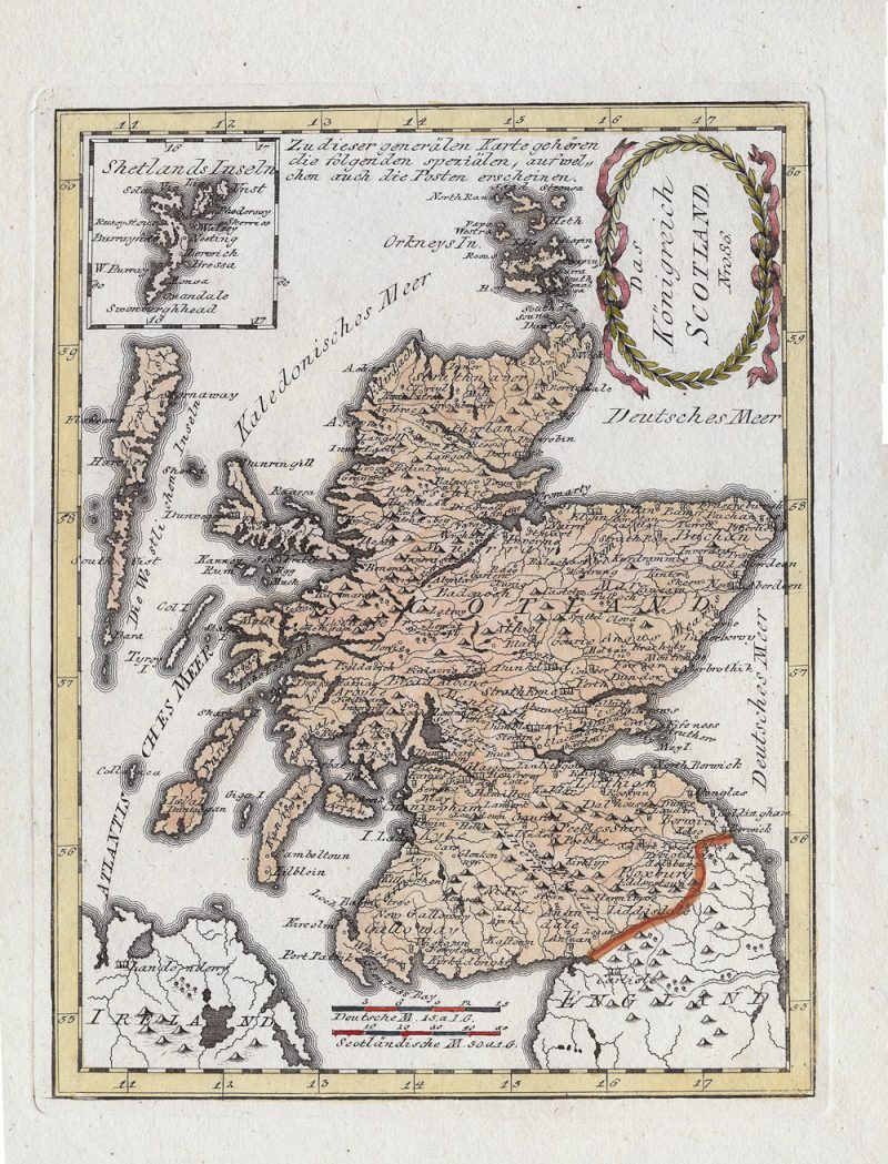 Circa 1800 Map of Scotland by Joseph von Reilly - Village Antiques