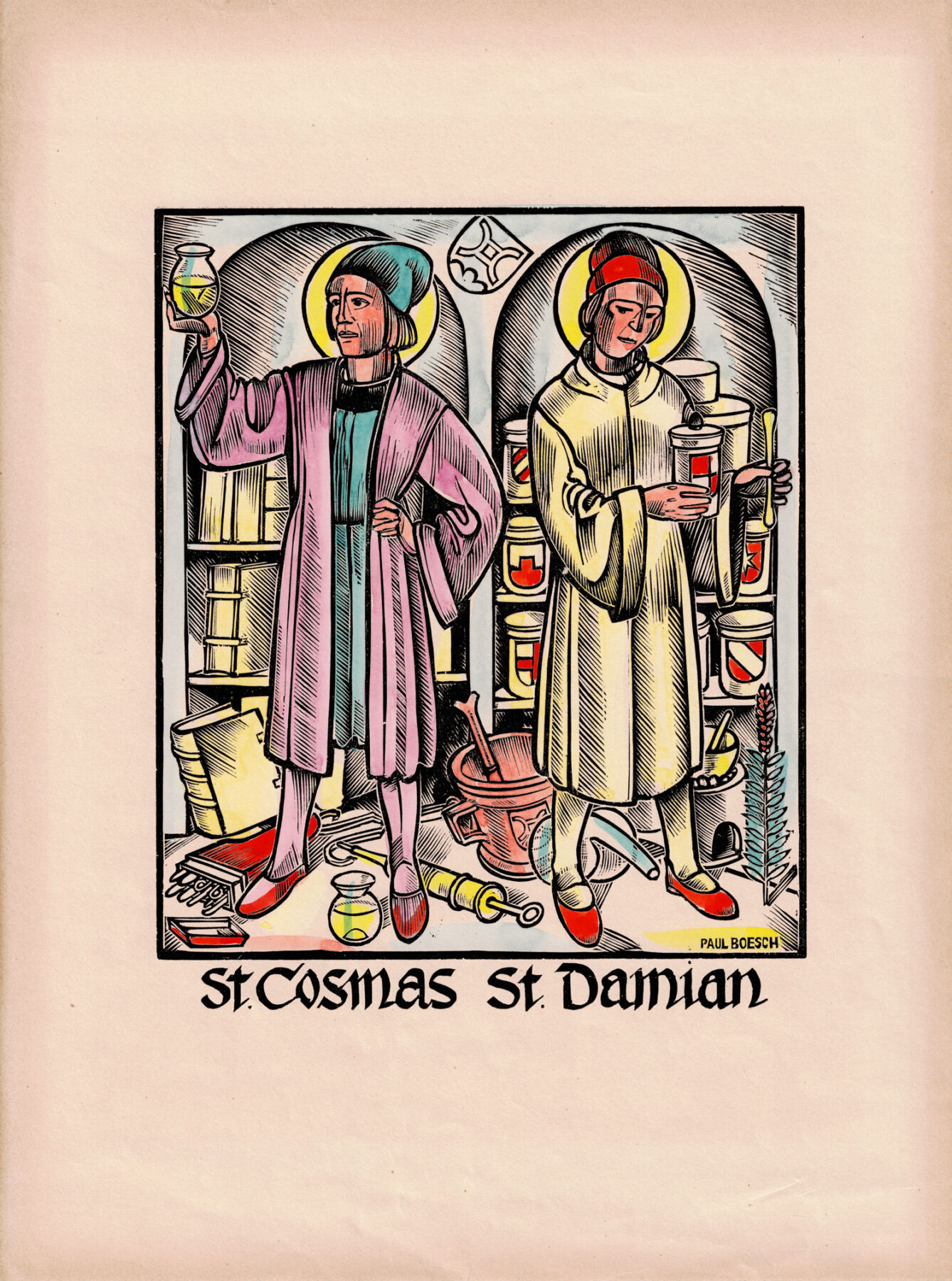 Saint Damian and Saint Cosmas by Paul Boesch - Village Antiques