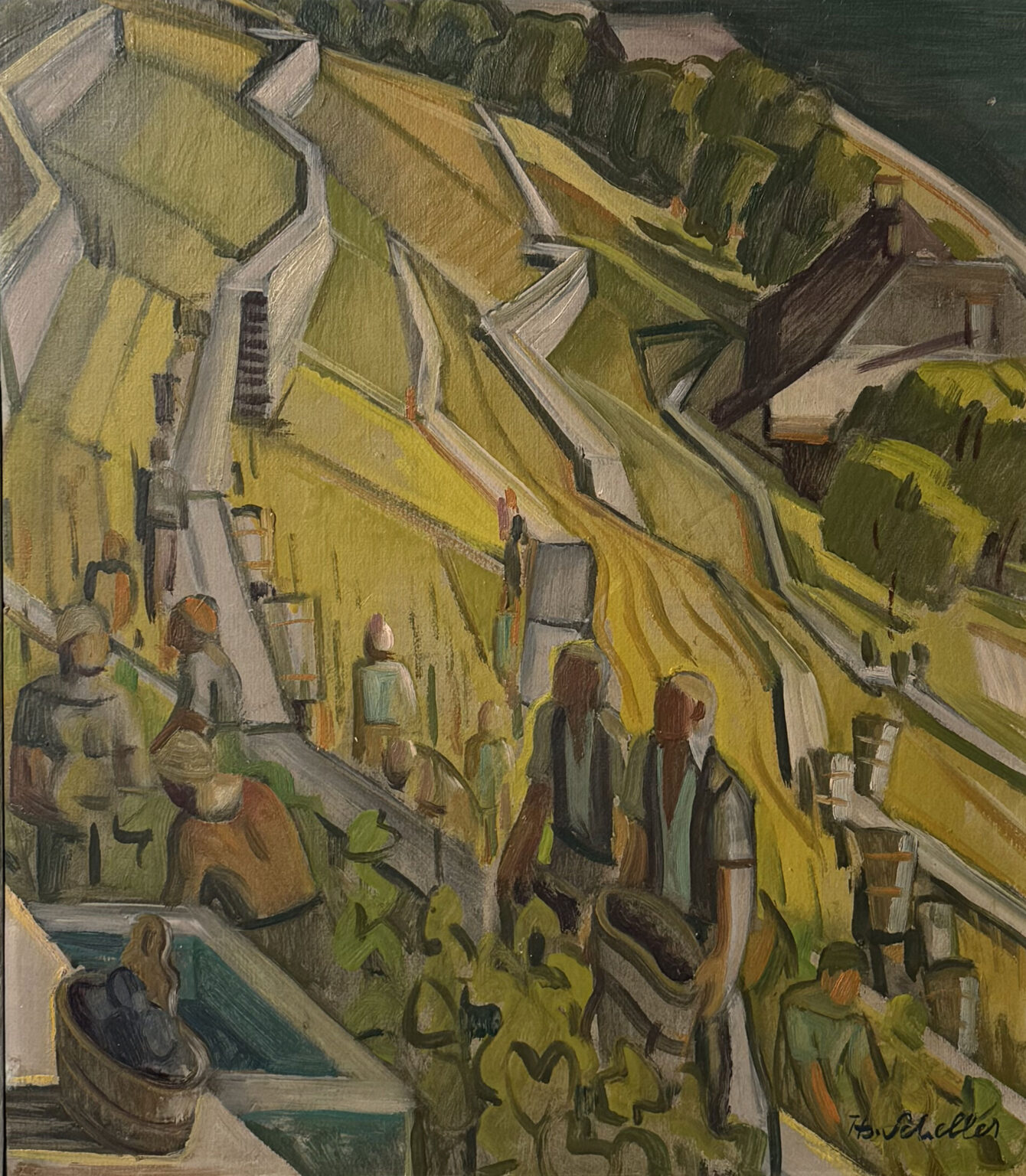 Hans Walter Scheller - Wine Harvest by Lake Geneva (SOLD) - Village ...